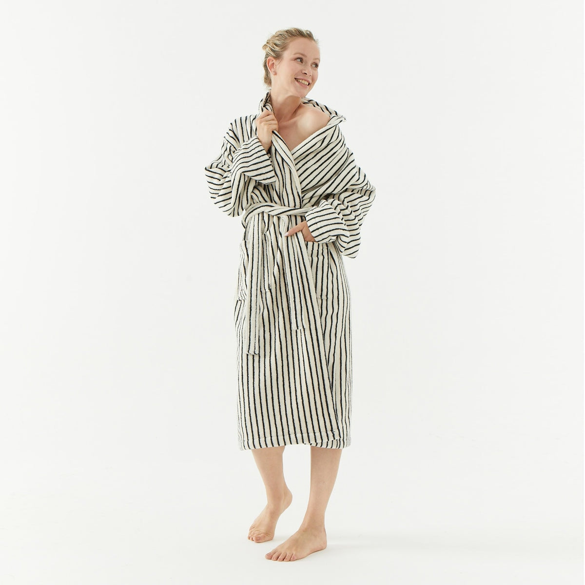 Melika Turkish Cotton Striped Robe – The Loomia