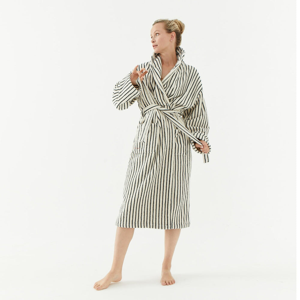 Melika Unisex Striped Robe – The Loomia