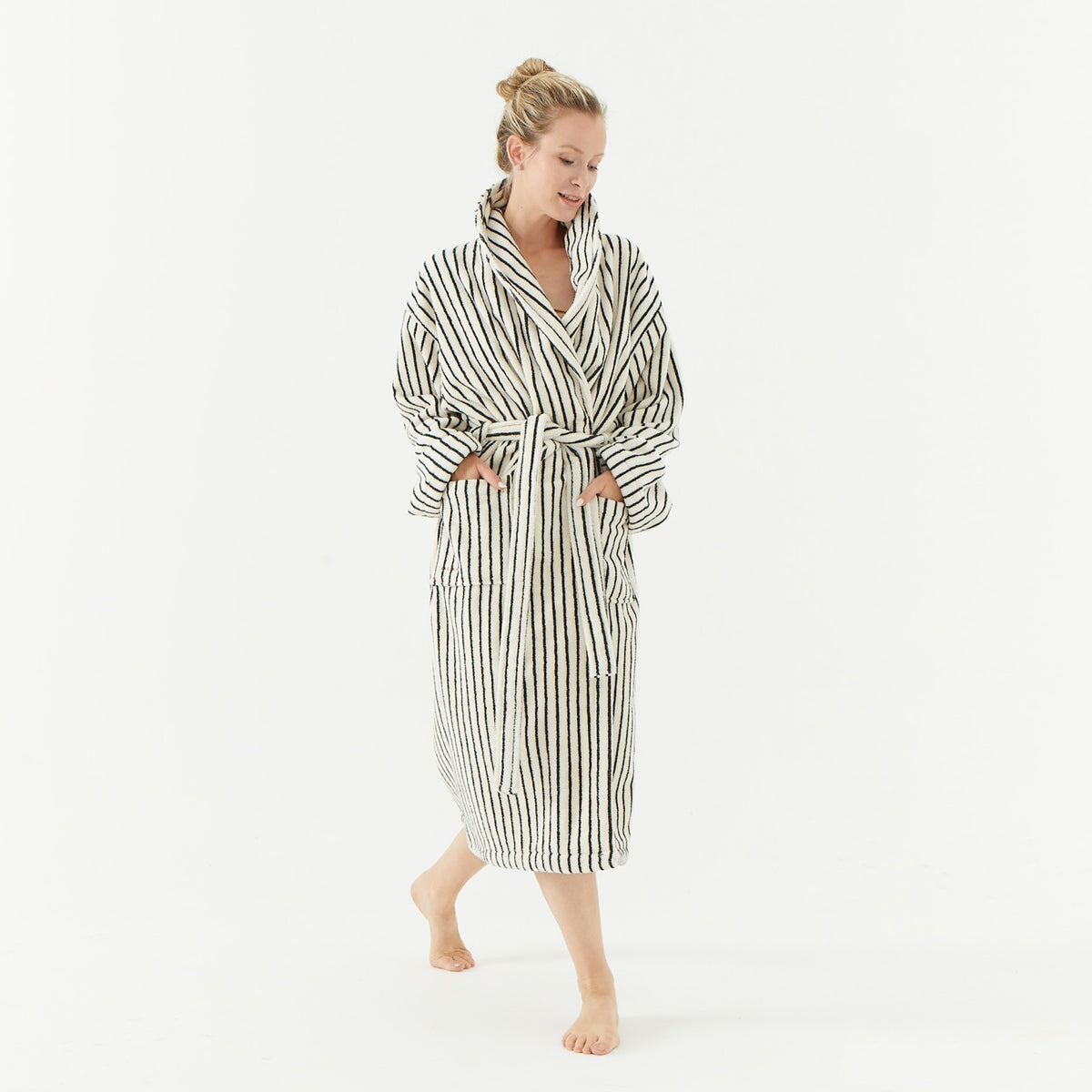 Melika Turkish Cotton Striped Robe – The Loomia