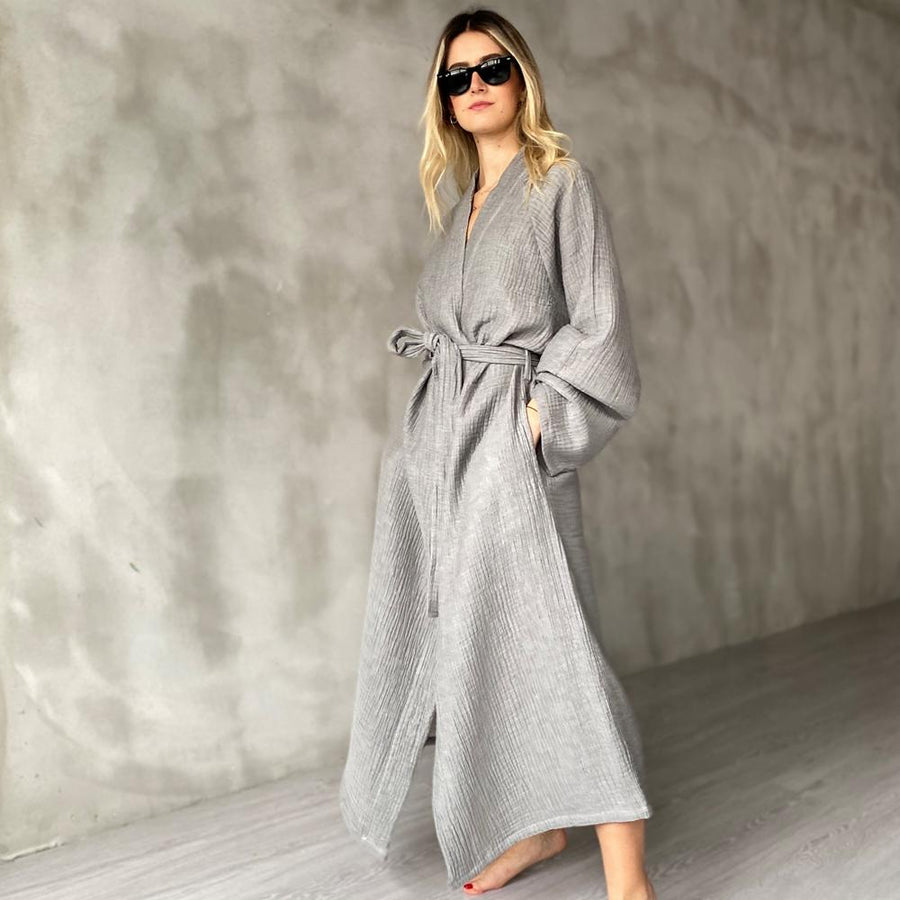 JOY 4 LAYERED KIMONO ROBE TURKISH COTTON | The Loomia