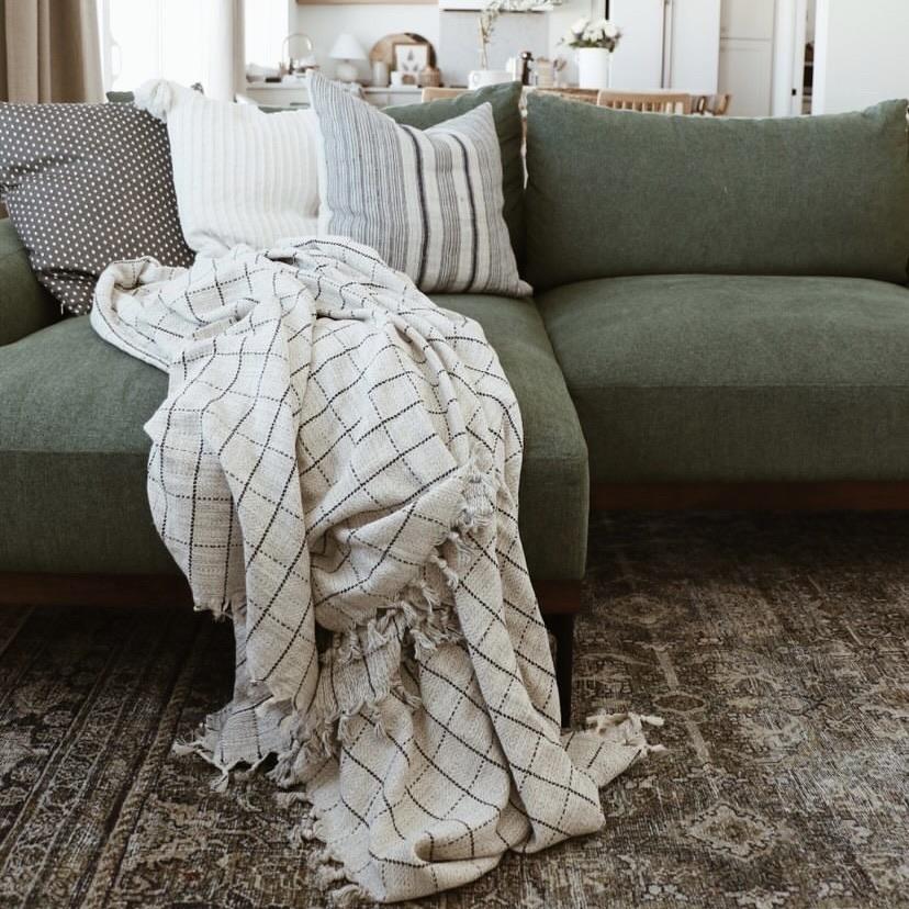 Naz Turkish Cotton XL Throw Blanket | The Loomia